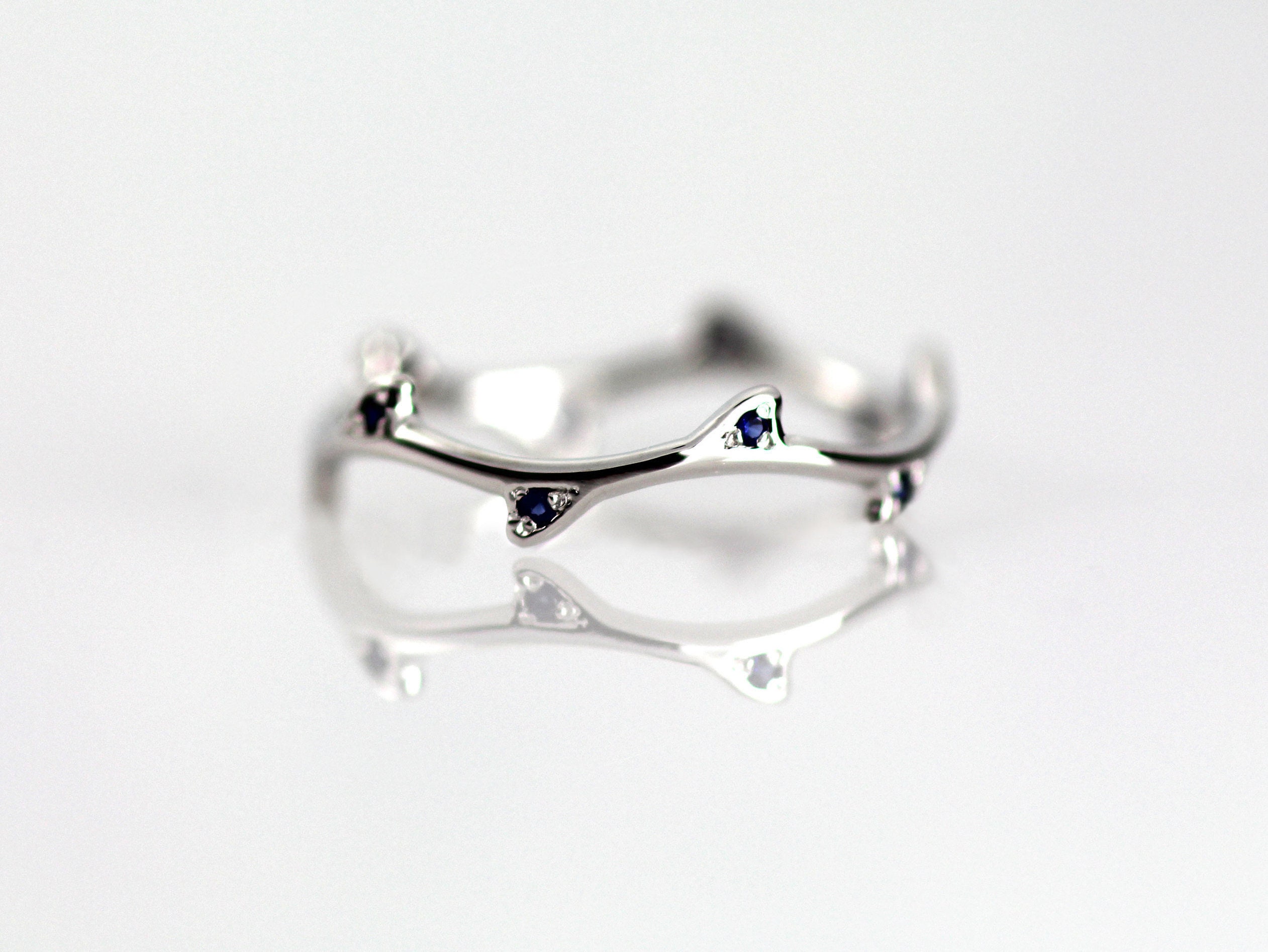 Blue Sapphire Rose Tree Ring Blue Sapphire Tree Ring 14k | Etsy