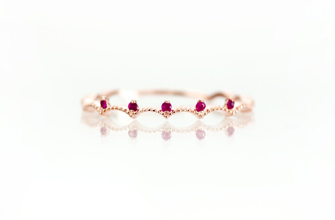 Crown Ruby Ring / 14K Solid Gold / Ruby Ring Rose Gold / Simple Ruby ...