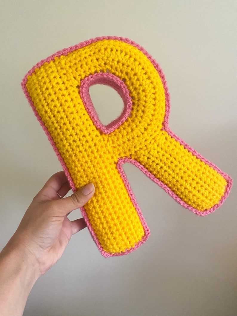 Radiant R Customisable Crocheted Letter Cushion - Etsy