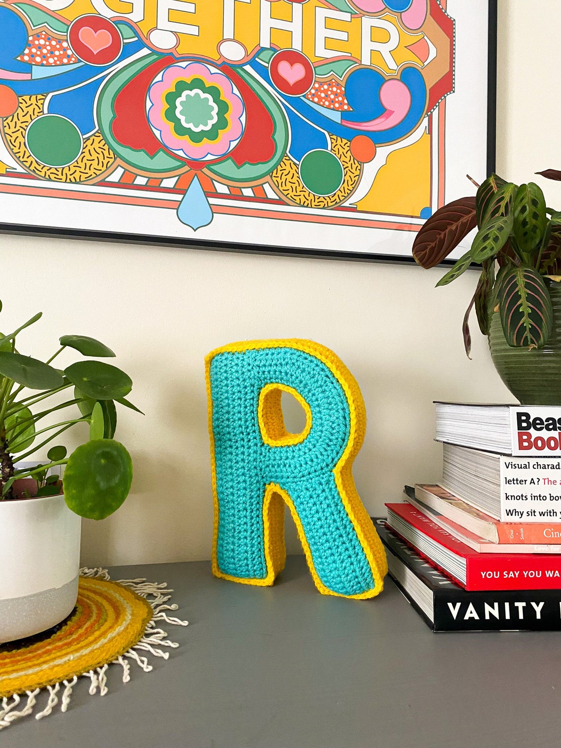 Radiant R Customisable Crocheted Letter Cushion - Etsy