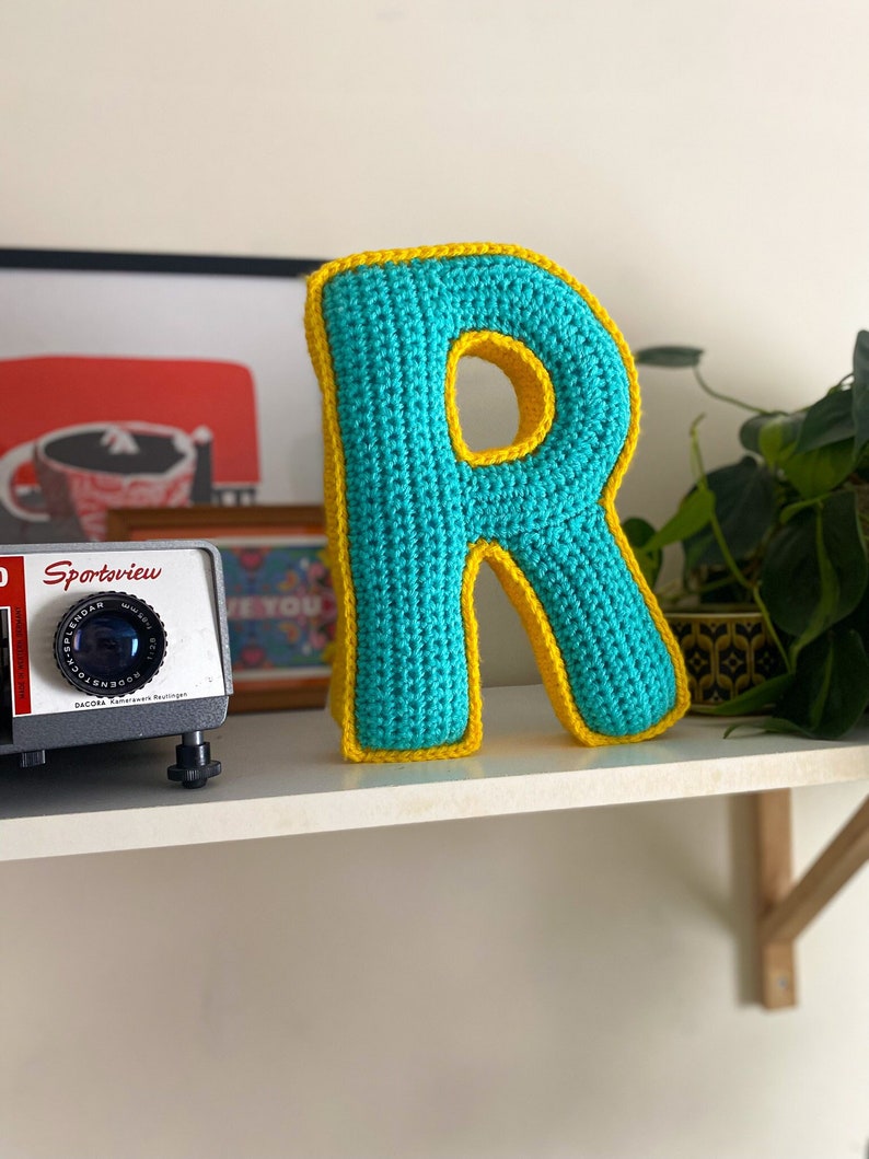 Radiant R Customisable Crocheted Letter Cushion - Etsy