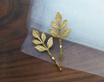 Grecian Leaf Hair Pins Gold Leaf Bobby Pins Leaf Hair Clips | Etsy