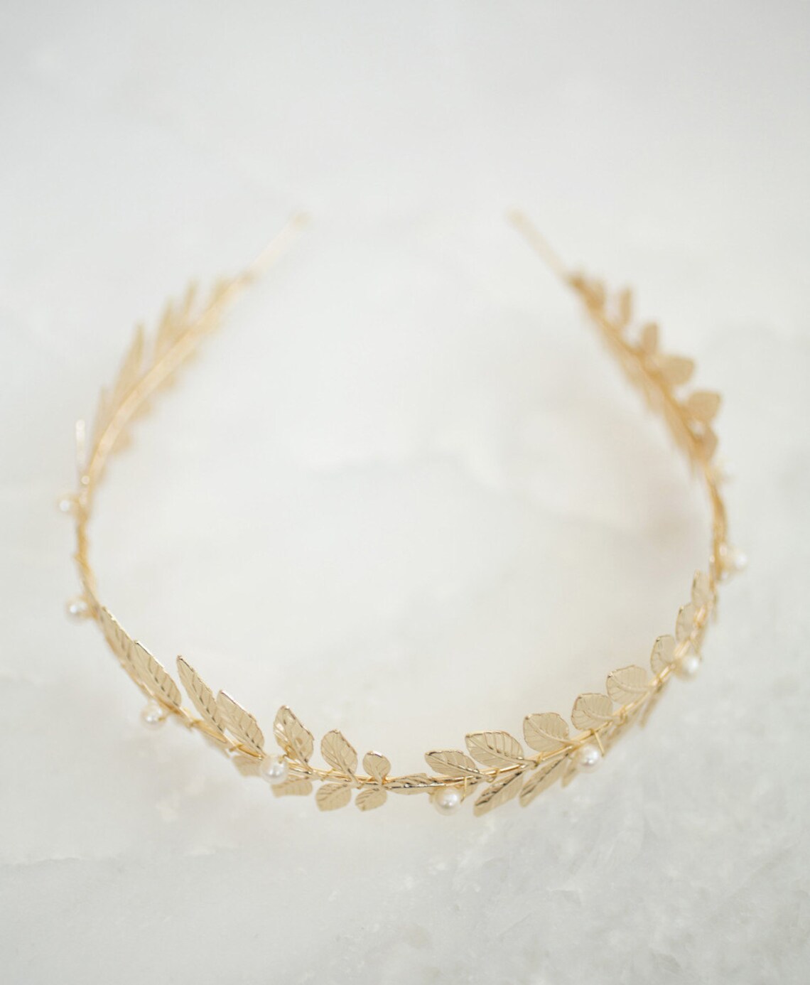 Gold Laurel Leaf Tiara Pearl Crown Bridal Headpiece Grecian - Etsy