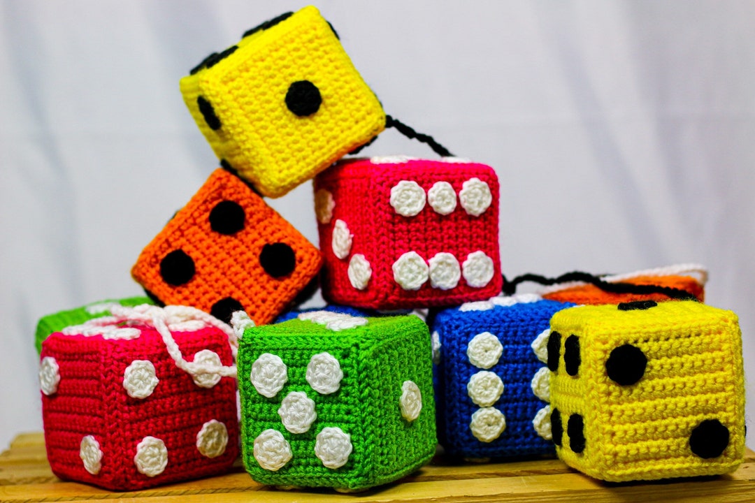Hanging 3” Crocheted Mirror Dice. - Etsy