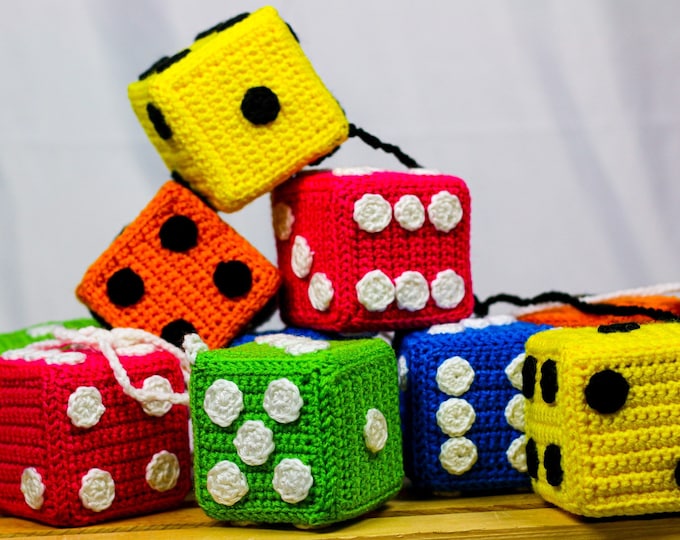 Pink Plush Dice 3 Pair of Hanging Pink Dice With Black Pips dots ...