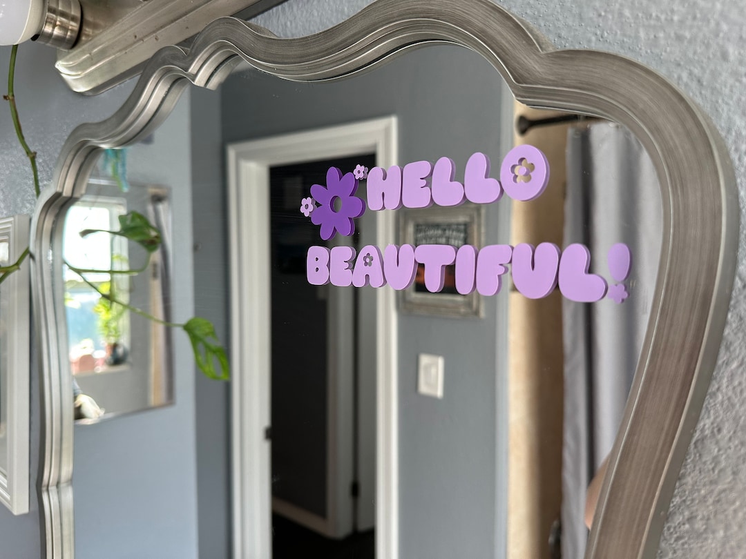 Hello Beautiful Mirror Sticker - Etsy