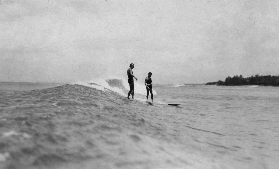 Surfers Catching an Outside Break Wave, Waikiki Oahu Vintage Hawaii ...