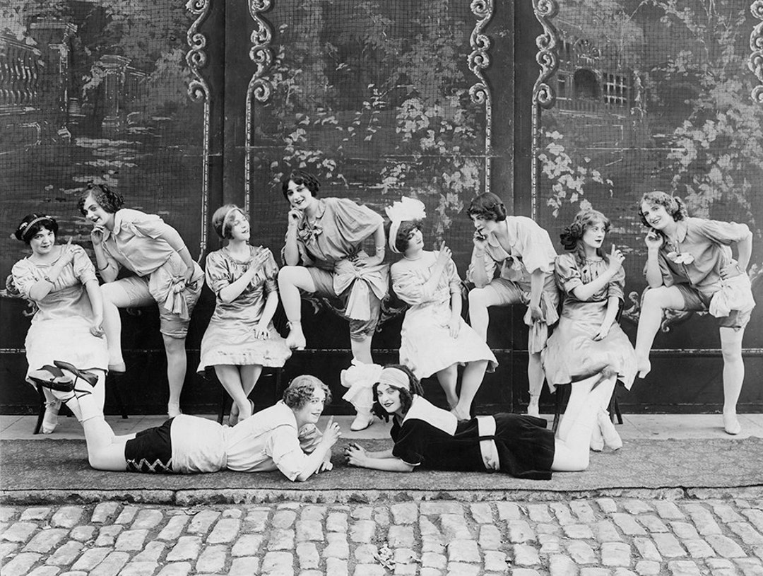 Theatre Girls Pose, 1920s black and White Historical Photograph, Giclée ...