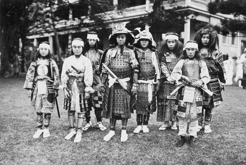 Japanese Hawaiian Schoolgirls Dress-up as Samurai - Vintage Hawaii ...