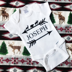 Woodland Onesie//woodland Arrows Onesie//baby Boy Woodsy Onesie ...