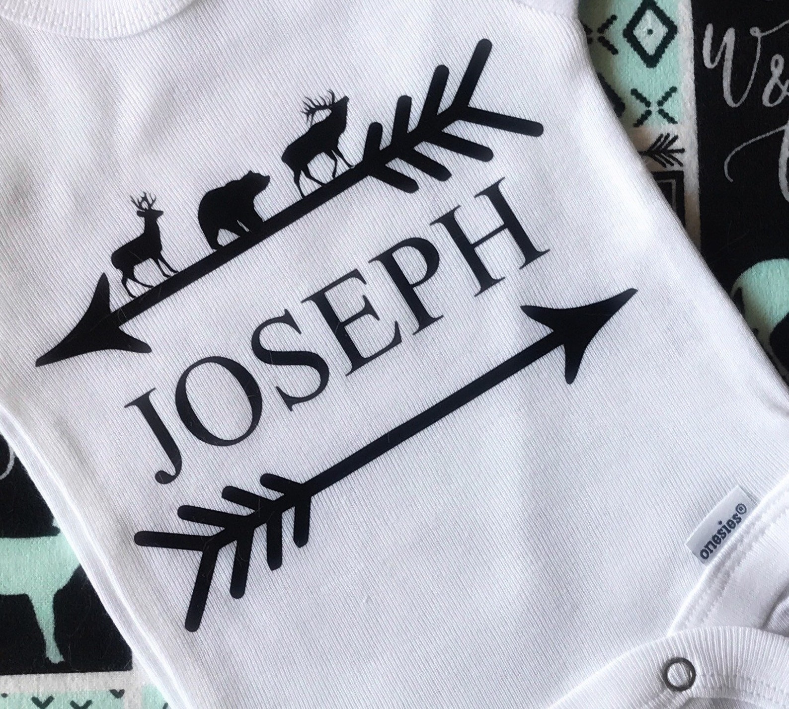 Woodland Onesie//woodland Arrows Onesie//baby Boy Woodsy Onesie ...