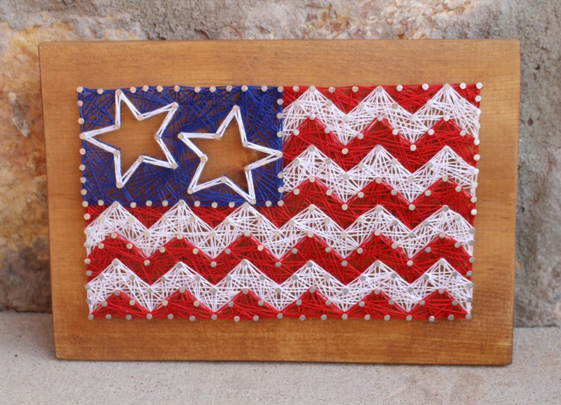 Chevron American Flag String Art 8.5"x12.25"//americana//4th of July ...