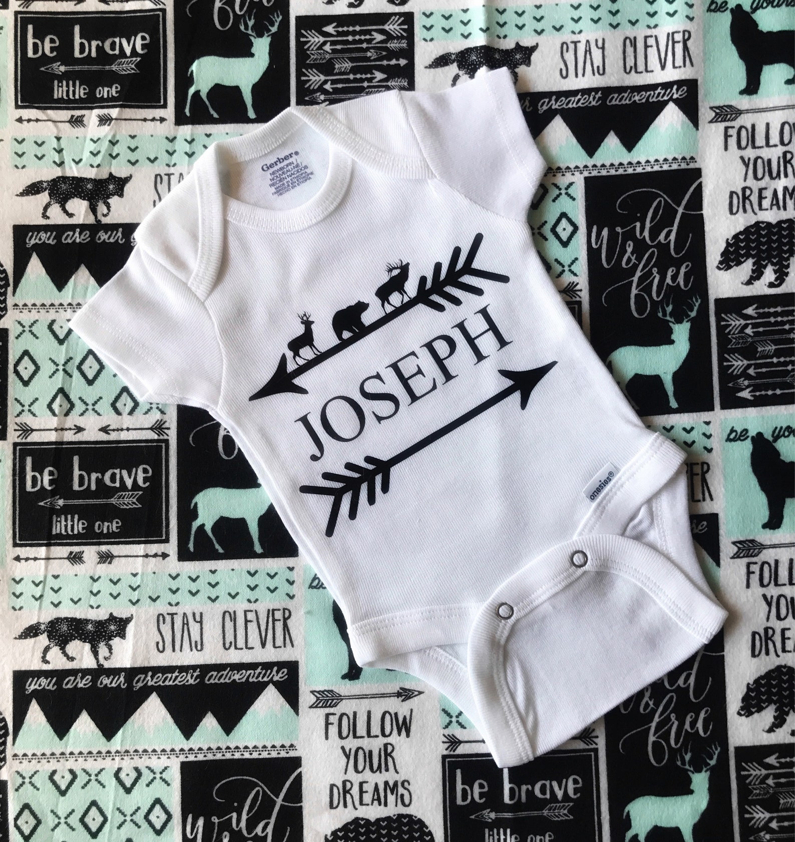 Woodland Onesie//woodland Arrows Onesie//baby Boy Woodsy Onesie ...