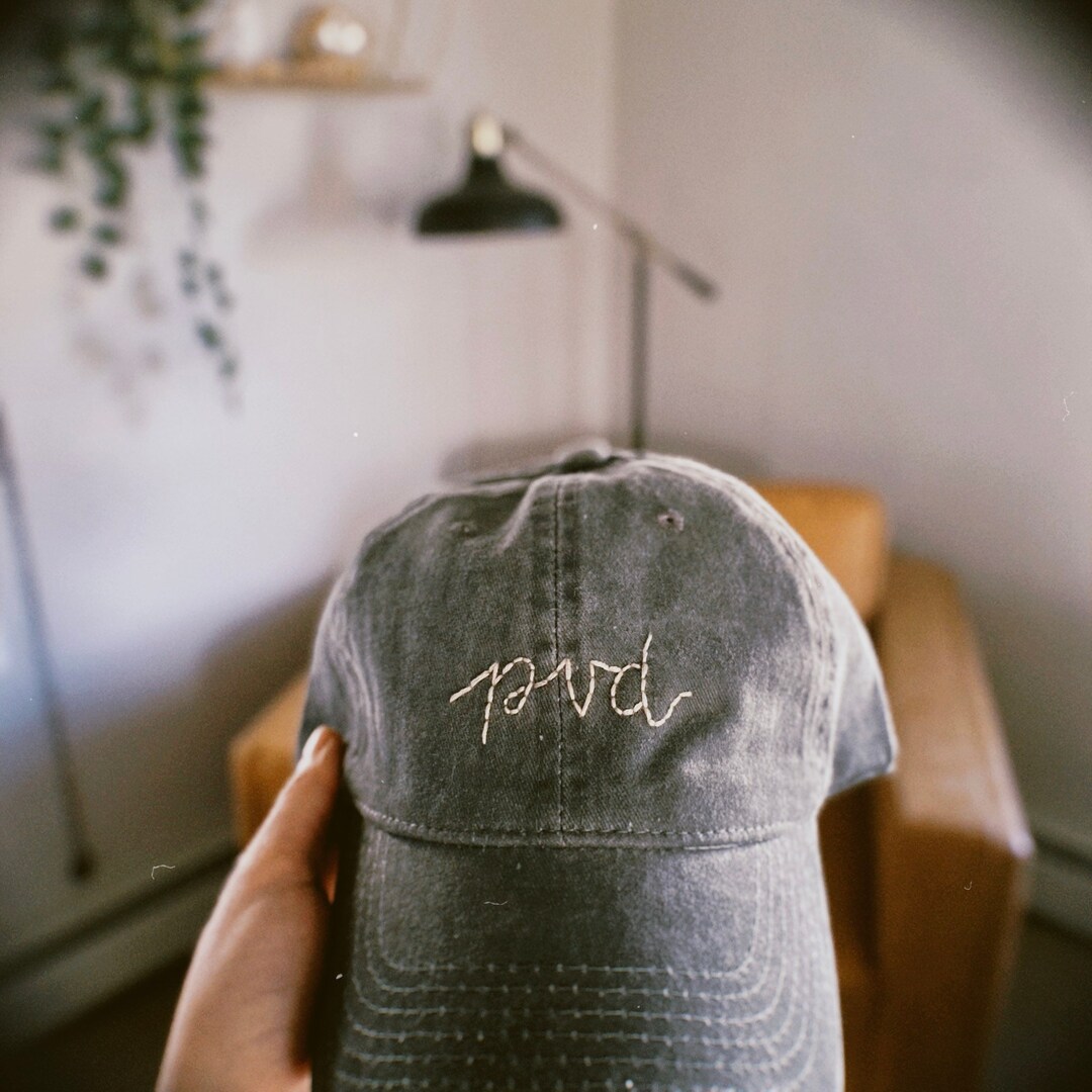 Custom Hand Embroidered Washed Baseball Hat - Etsy