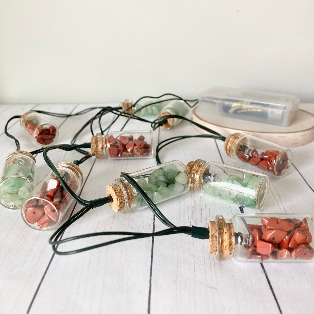 Crystal Gemstone Altar Lights 10 Bottle Fairy String Mantle - Etsy