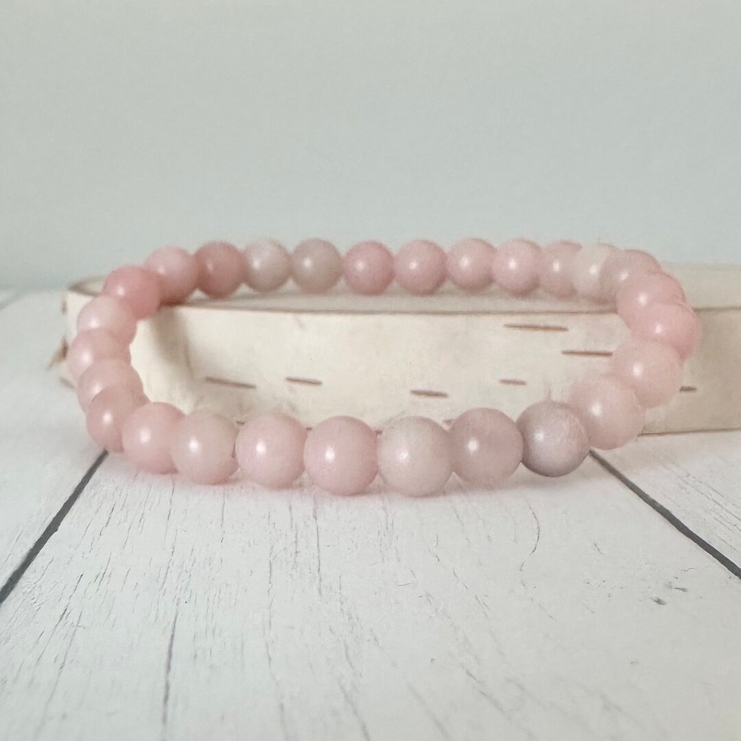Pink Angelite Anhydrite Communication Anxiety Healing Crystal Bracelet ...