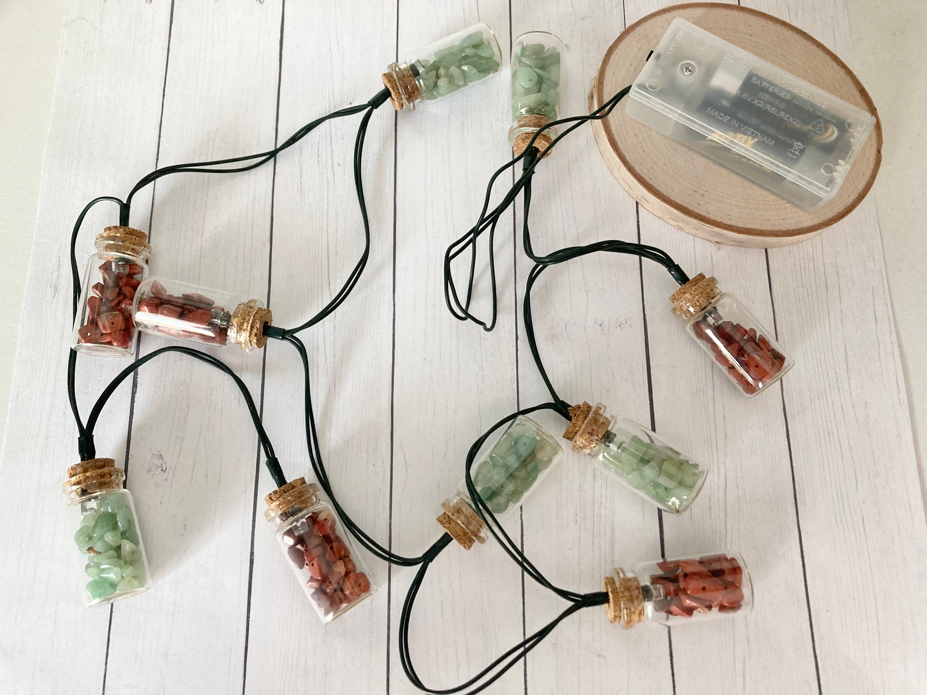 Crystal Gemstone Altar Lights 10 Bottle Fairy String Mantle - Etsy