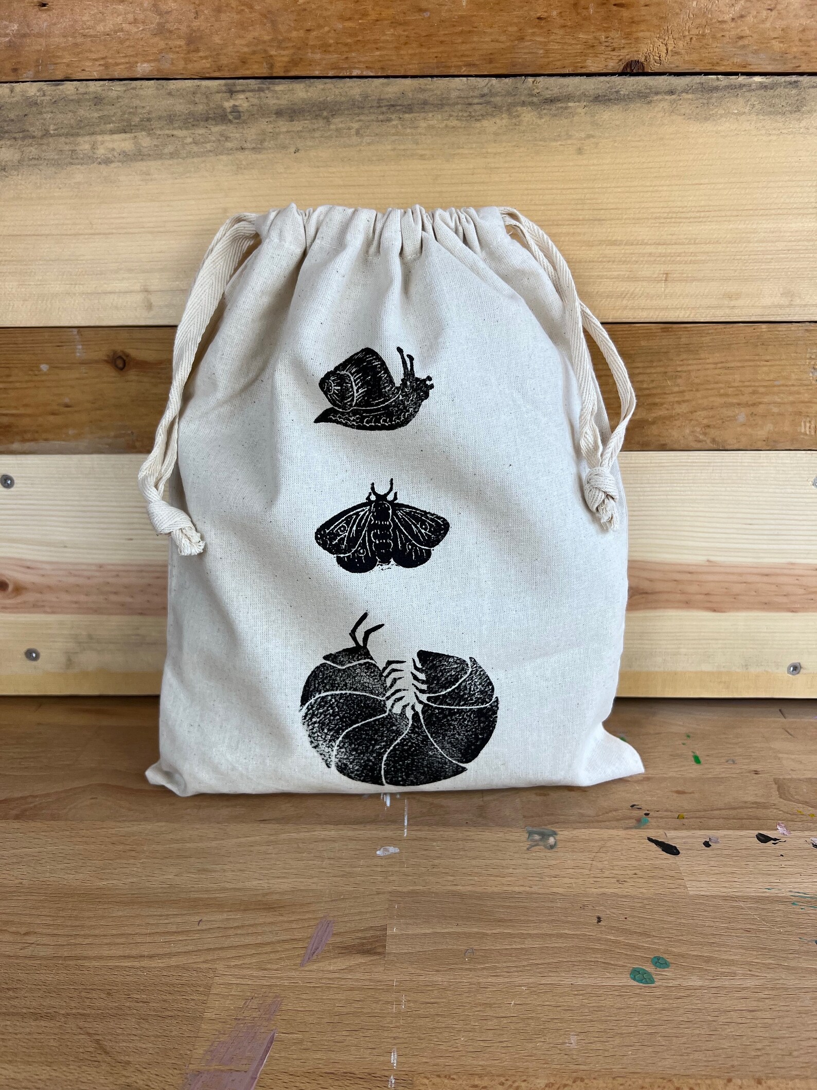 Pillbug/moth/snail Pull String Pouch Med - Etsy