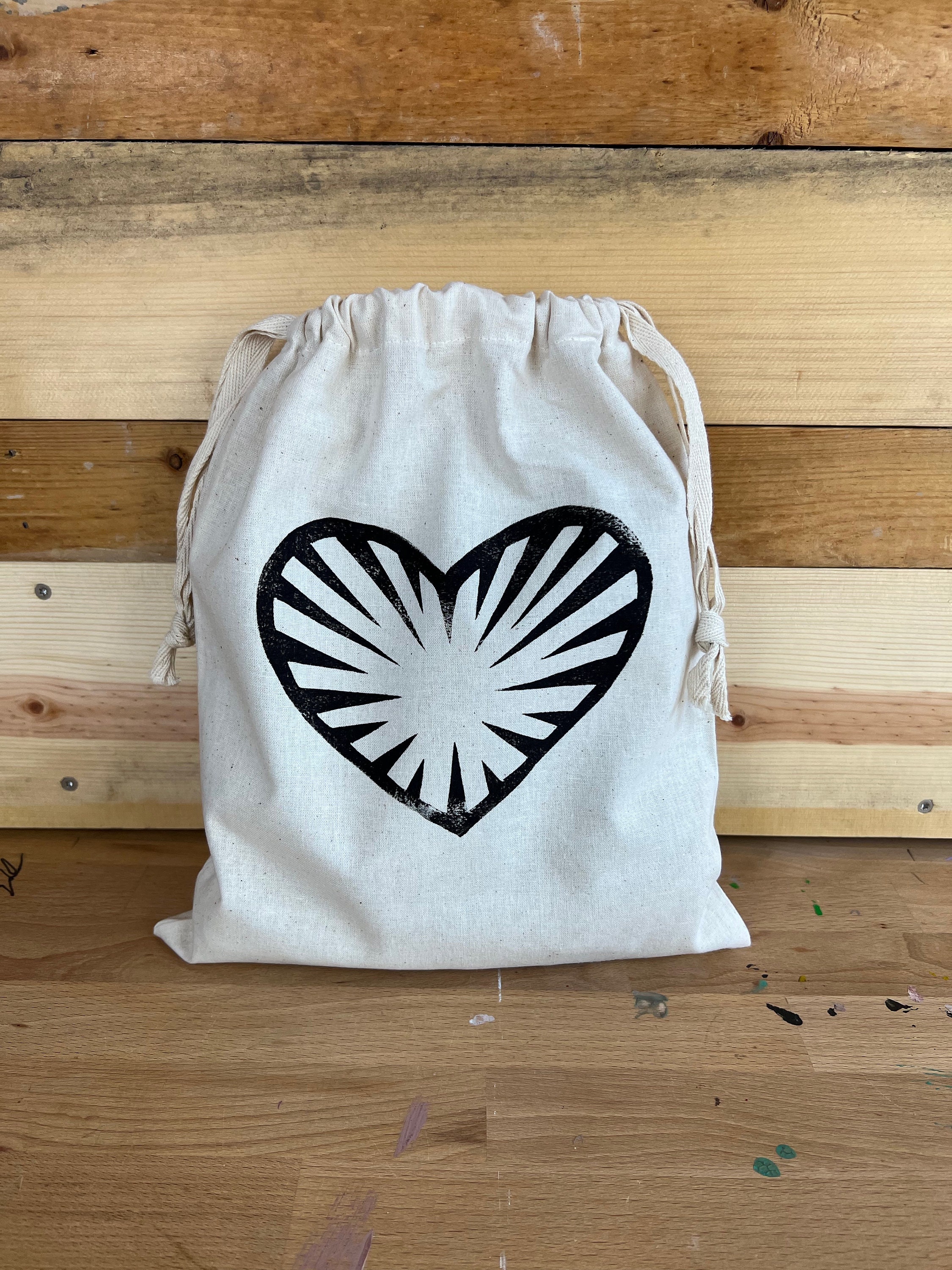 Heart Pull String Pouch Med - Etsy