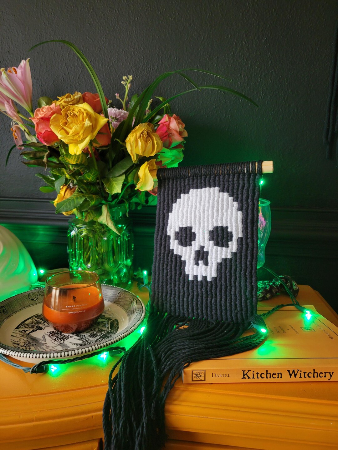 Skull Macrame Wall Hanging, Halloween, Gothic Home Decor, Spooky Decor ...