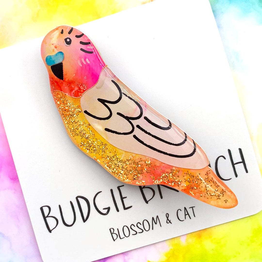 Budgie Brooch, Hand Painted Budgie, Alcohol Ink Brooch, Budgie Painting ...