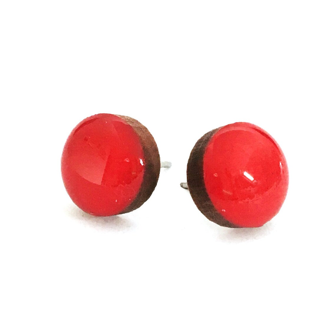 Cherry Red Solid Colour Stud Earring Red Stud Bright Red - Etsy Australia