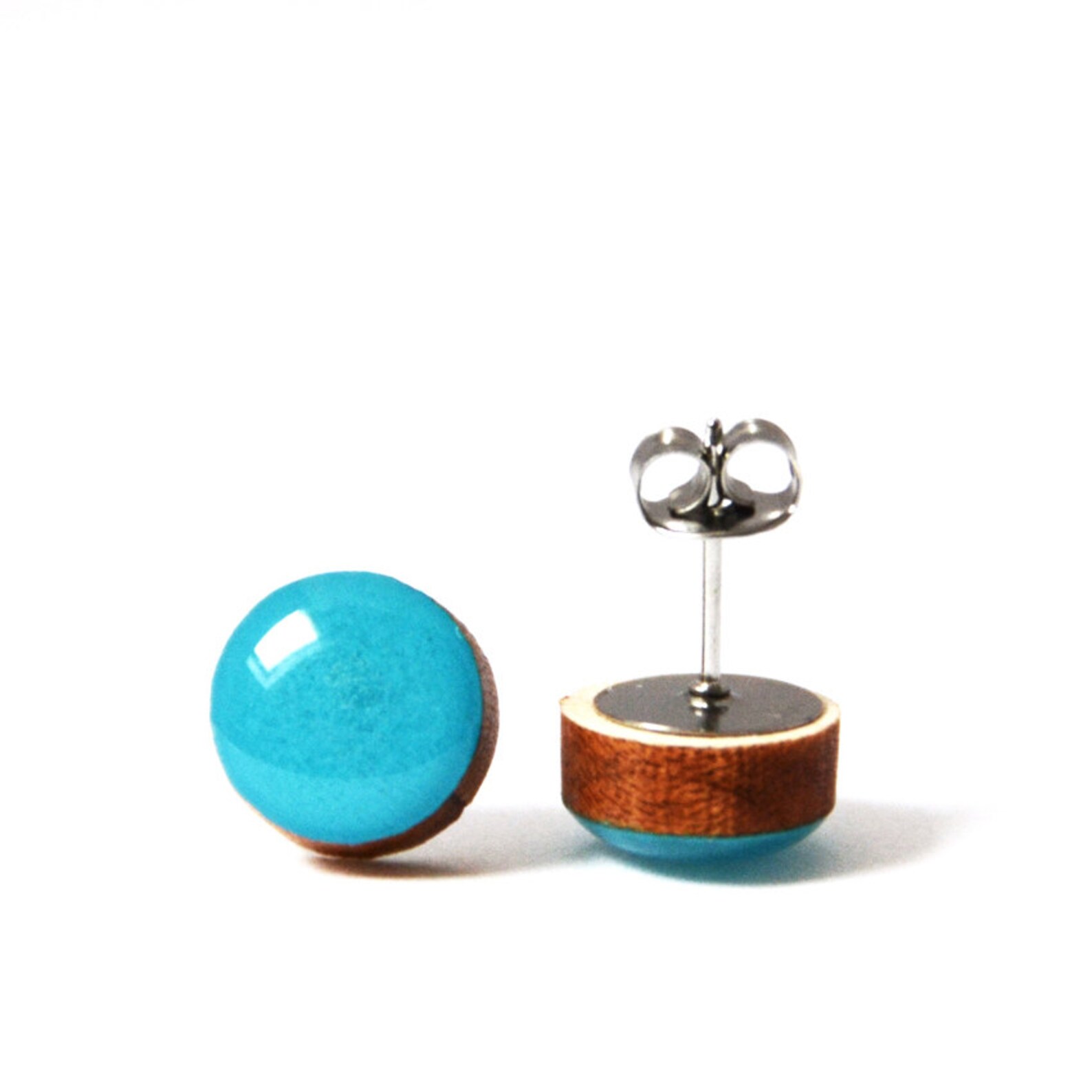 Cyan Solid Colour Stud Earring Bright Blue Stud Cyan | Etsy