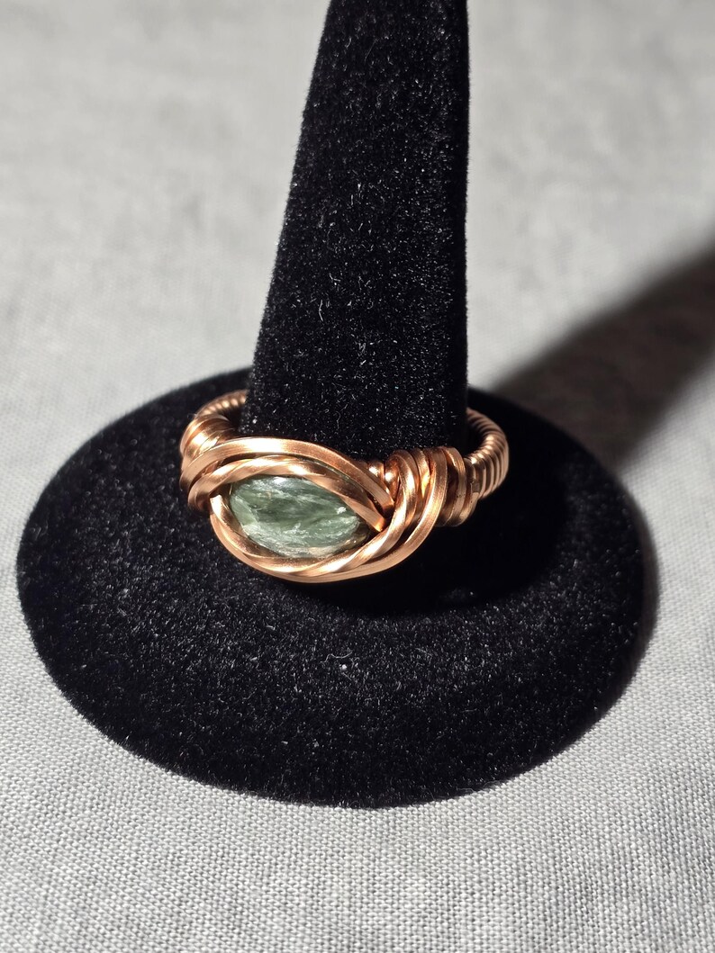 Copper Wire Wrap Seraphinite Ring, Natural Stone Ring, Wirewrap Ring ...