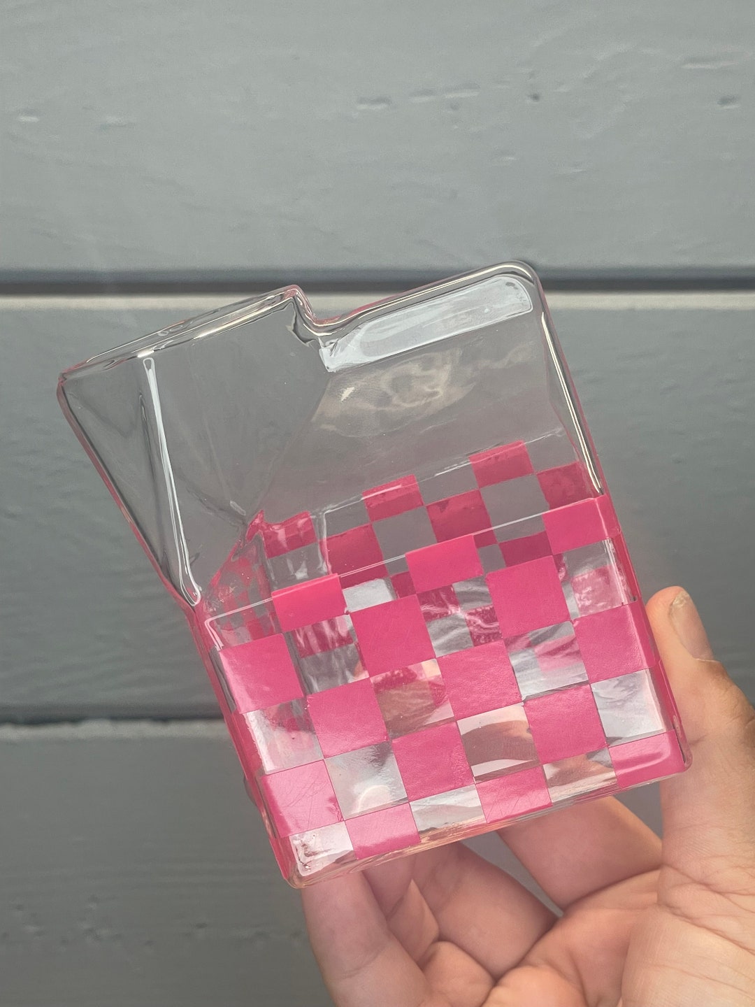 Vinyl Milk Glass Carton, Pink Checkered Milk Carton, Barbie Drink, Milk ...