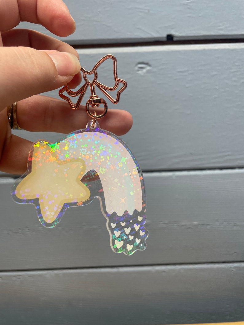 Custom Holographic Keychain, Double Sided Holo Keychain, Shooting Star ...