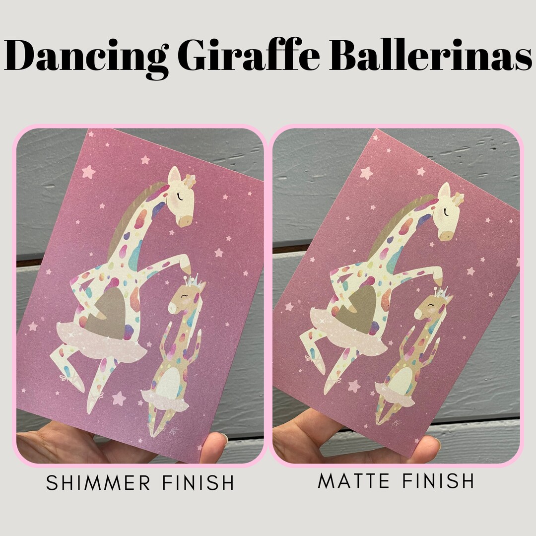 Dancing Giraffe Ballerinas 5x7 Print, Shimmer Ballerina Giraffes, Matte ...
