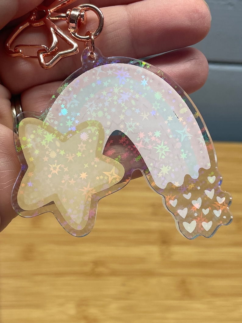 Custom Holographic Keychain, Double Sided Holo Keychain, Shooting Star ...