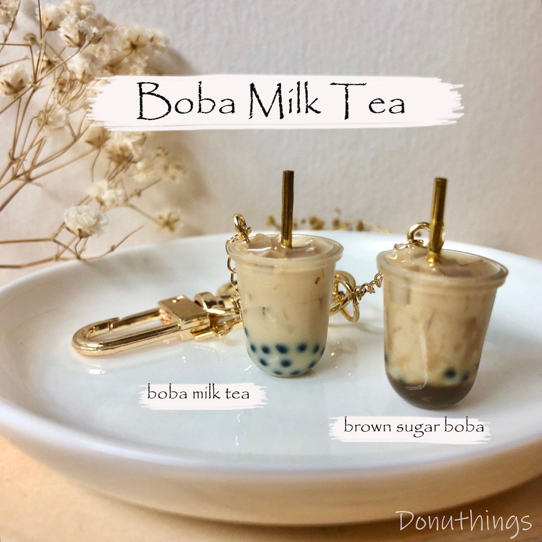 Boba Milk Tea Keychain With 14k Gold Plated Findings, Anti-tarnish ...