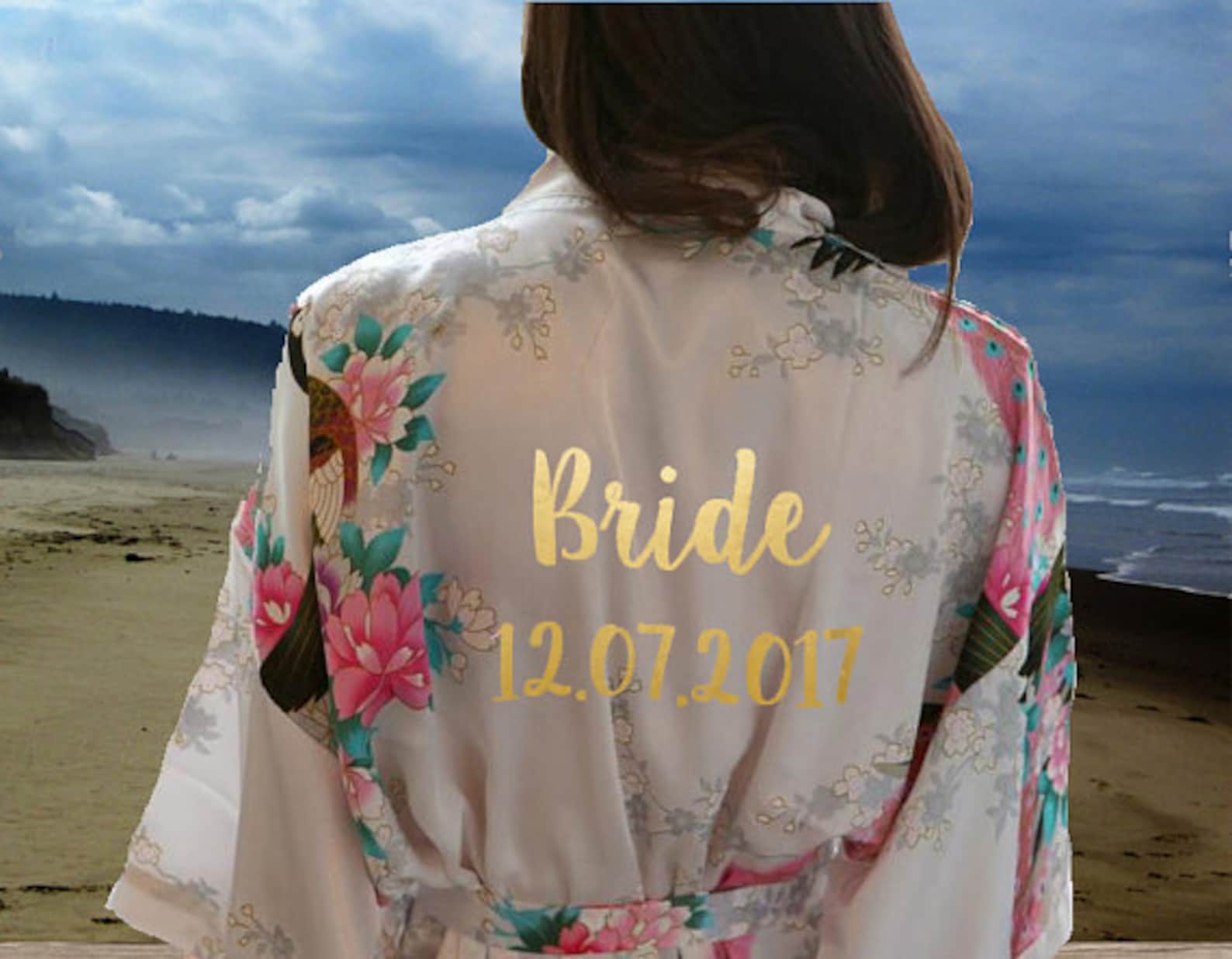 Wedding Satin Floral Getting Ready Dressing Gowns SHORT Robe - Etsy UK