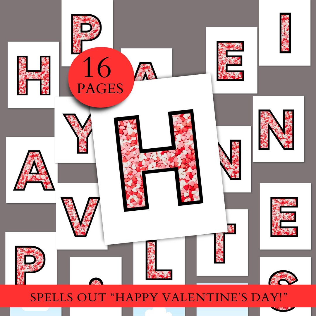 Valentine's Day Bulletin Board Letters, Classroom Decor (digital ...