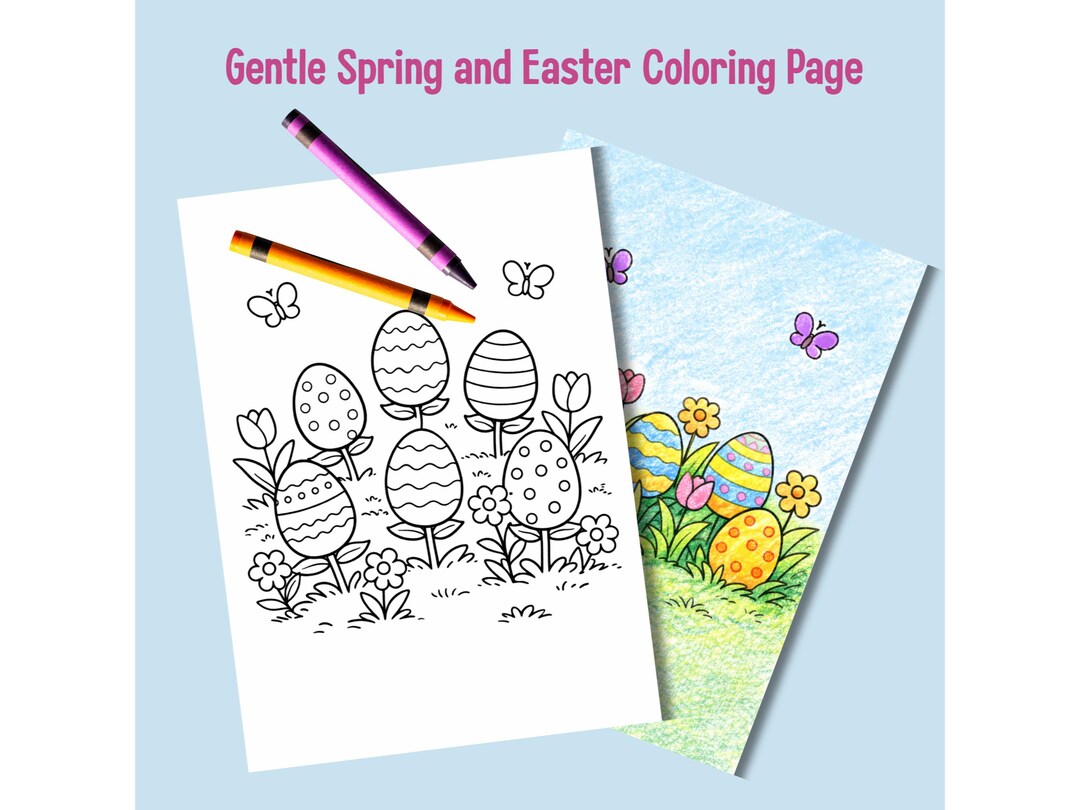 Easter Eggs Garden Coloring Page, Spring Activity (PDF Download) - Etsy