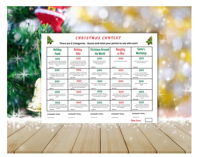 Holiday Trivia Game, Christmas Jeopardy, Holiday Jeopardy Trivia Game ...