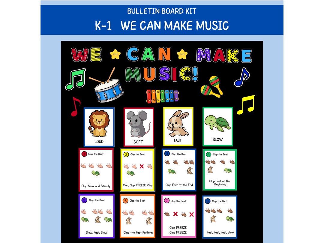 Music Bulletin Board Decor, Kindergarten Music Activity | Music Rhythm ...