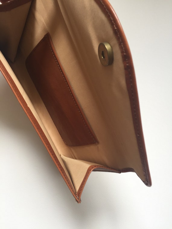 80s Retro Minimalist Tan Brown Leather Simple opera h… - Gem