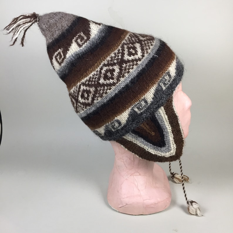 90s Bolivian Alpaca Handknitted Striped Beanie Unisex Hat O/S | Etsy