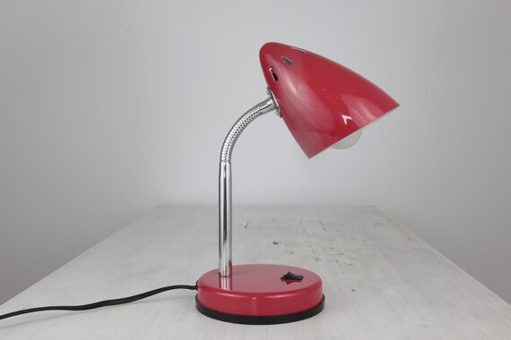 Retro Red Table Light Vintage Lamp Red Gooseneck Metal Desk - Etsy