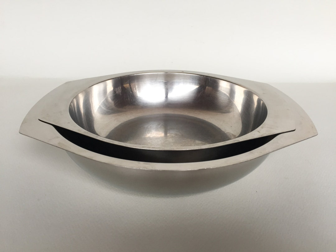 80s Two Stainless Steel Inox Food Bowls, Vegetarian Baking, Stainless ...