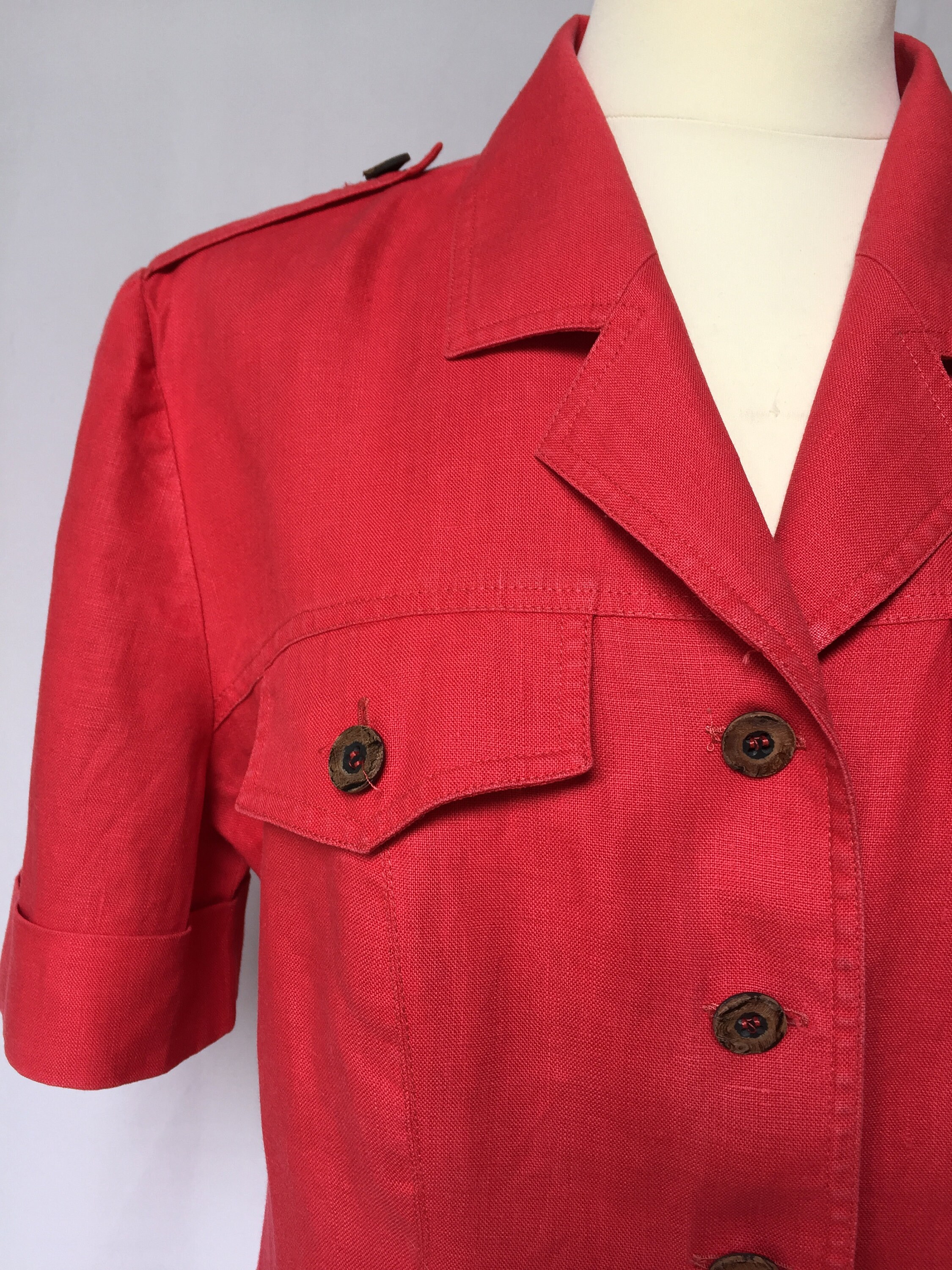 90s Safari Elegant Red Linen Summer Suit Twin Set Short - Etsy