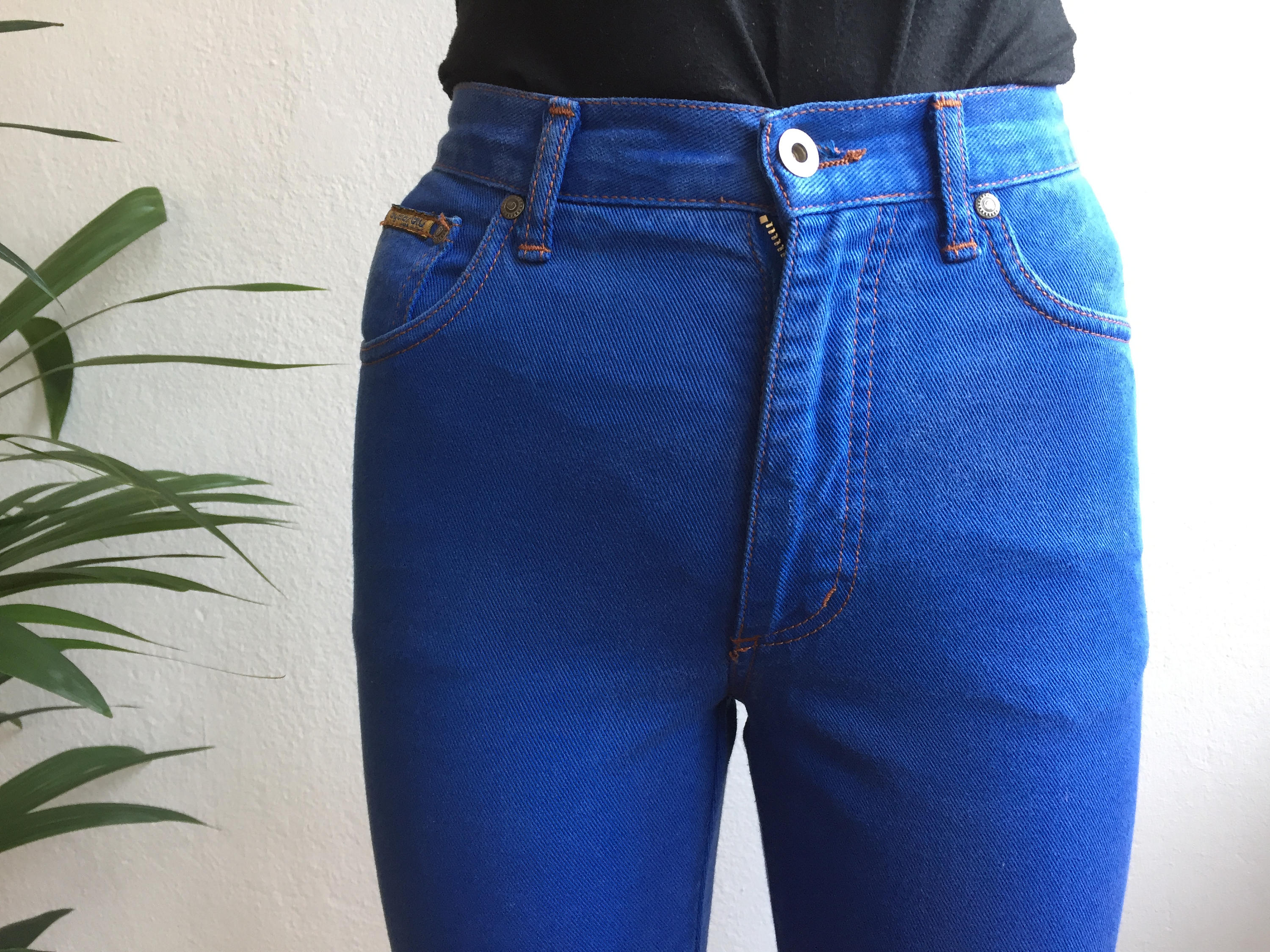 BYBLOS algodón azul denim skinny ajuste pierna recta pantalones ...