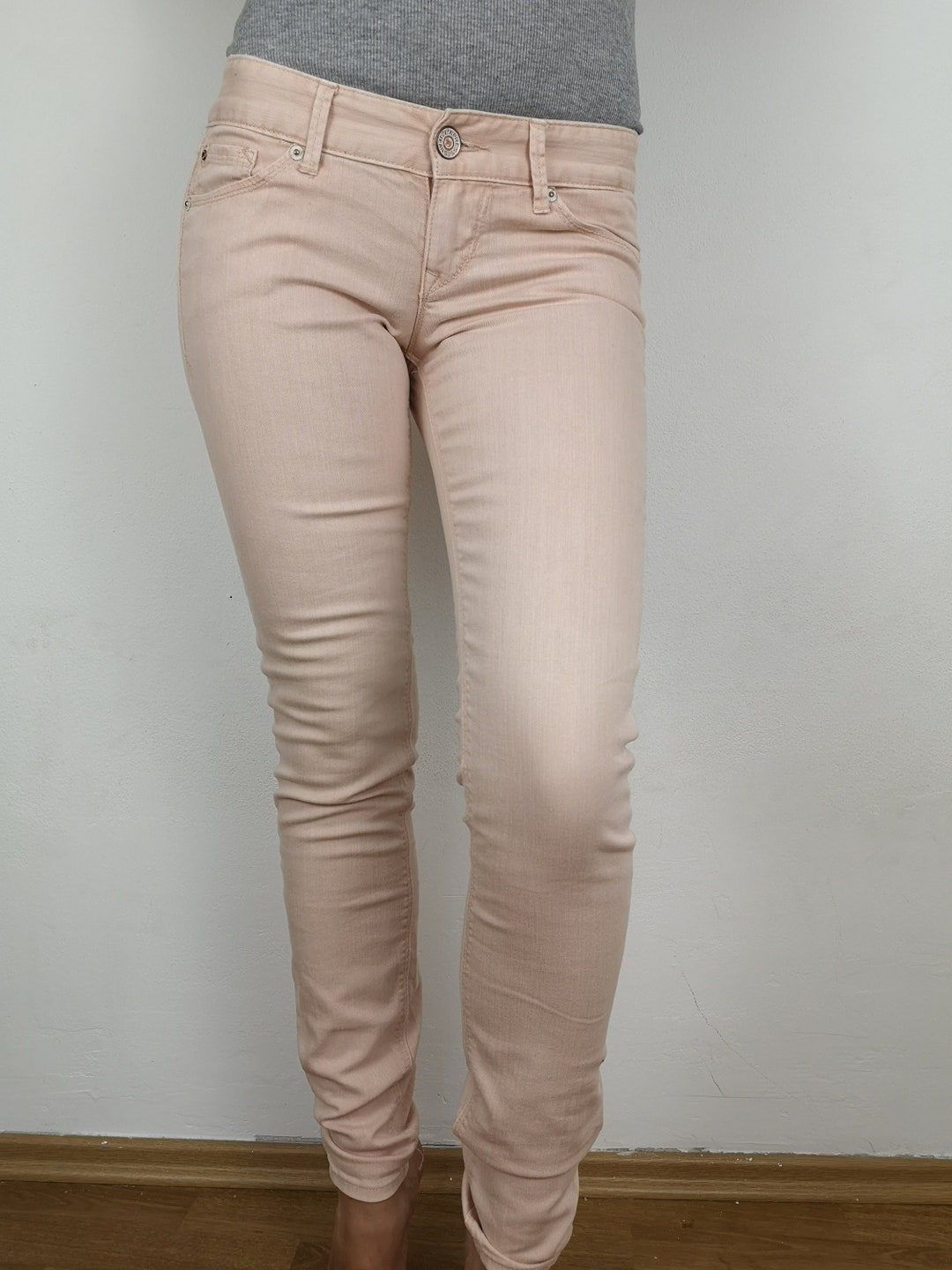 Vintage EXPRESS JEANS Pink Low Rise Trousers Slim Fit Tight 5 Pockets ...