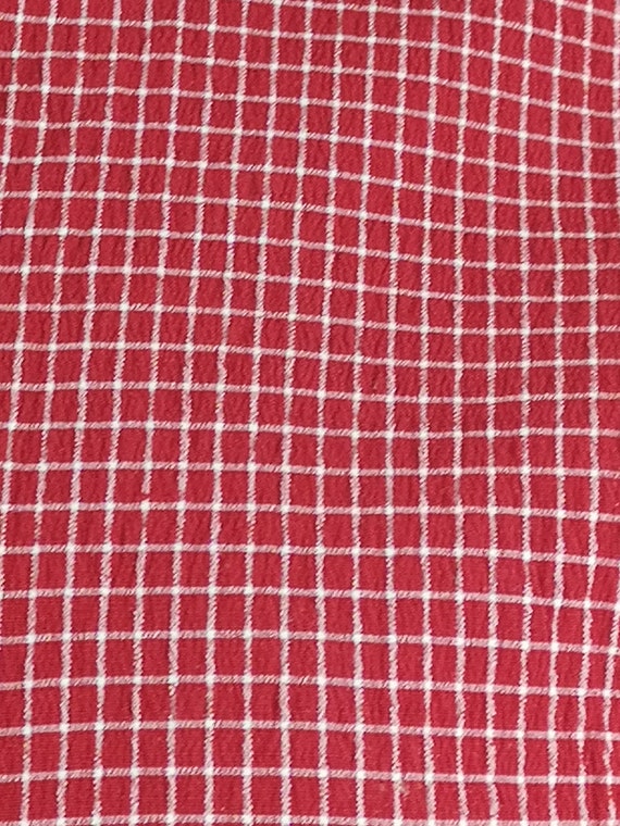 90's checkered rockabilly red crop top long sleeve bu… - Gem