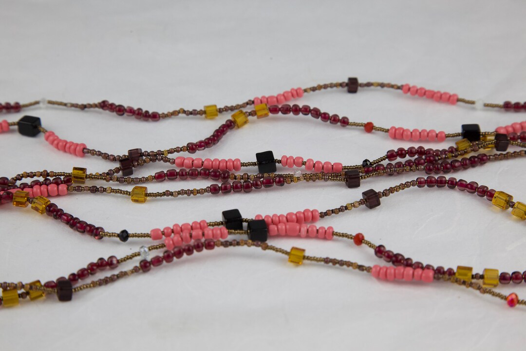 NEW Glass Long Beaded Opera Double Necklace, Pink Purple Black Elegant ...