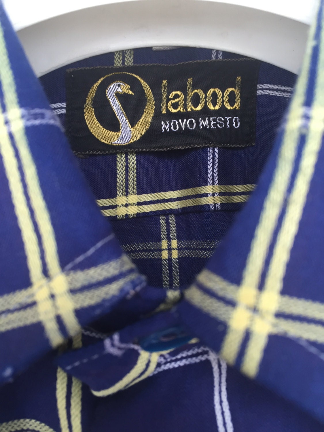 70's Blue LABOD Made in Slovenia Checkered Navy Man - Etsy