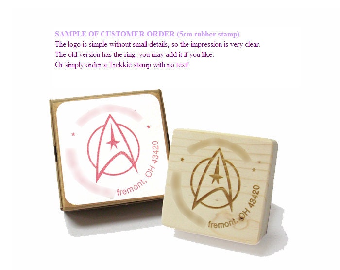Starfleet Emblem Federation Commander Personalized Rubber Stamp Wood ...