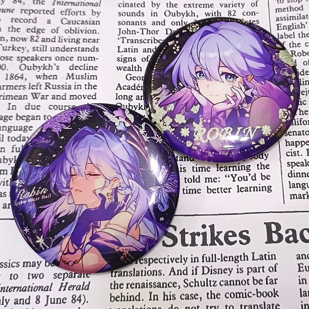Honkai Star Rail Robin Pin Back Badge : 58mm Flashy Laser Pin (set of 2 ...